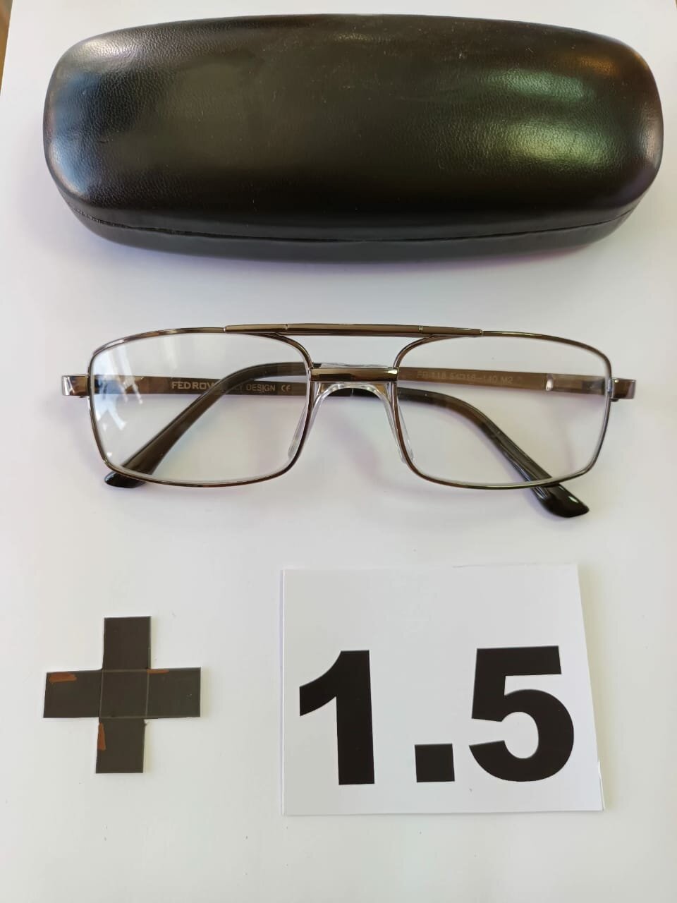 Очки+1.5. Dpp 64-66mm. Линзы стекло, бесцветные, оправа металлическая серая.