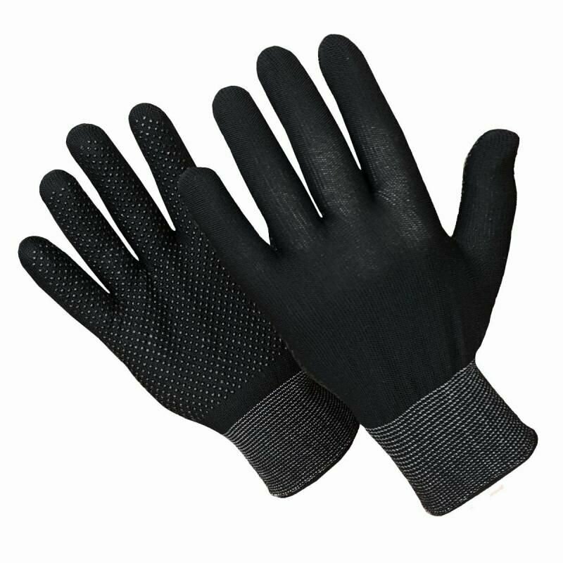 Перчатки полиэфир с ПВХ точкой арт. nl11pd черные р.7-912 пар/уп