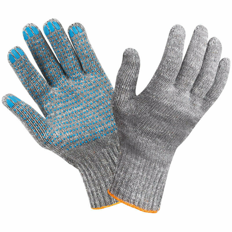 Перчатки х/б 7 класс OfficeClean, профи, с точечным ПВХ, 6 нитей, меланж, 61-63г, 216 текс, 10 штук, 344217