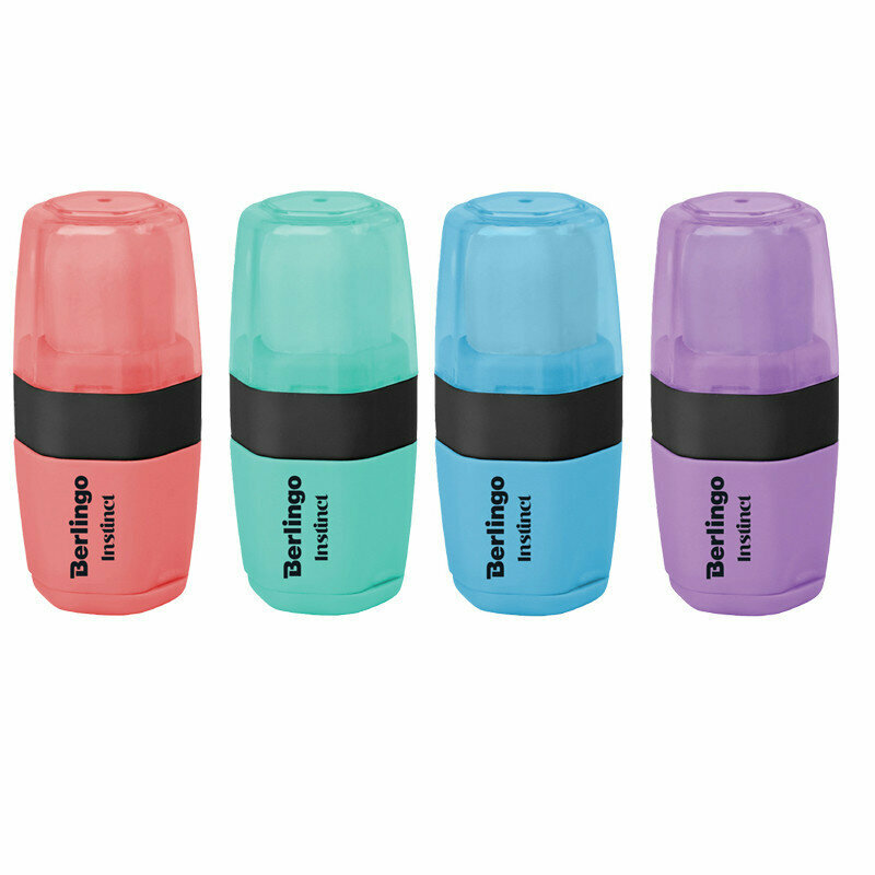 Точилка пластиковая с ластиком Berlingo "Instinct" 1 отверстие, контейнер, ассорти, 285497