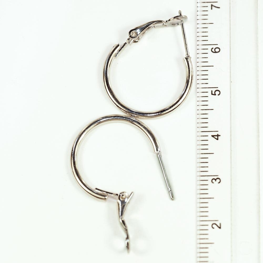 Фурнитура для бижутерии Швензы Кольца с застежкой 0001618 серебряный цвет 25x20х2 мм, цена за 1 пар