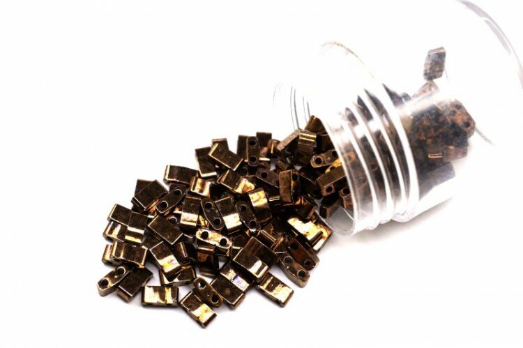 Бисер японский MIYUKI Half TILA #0457B темная бронза, металлизированный, 5 грамм