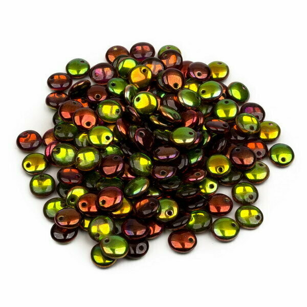 Стеклянные чешские бусины, Lentils, 6 мм, цвет Crystal Magic Apple, 150 шт.
