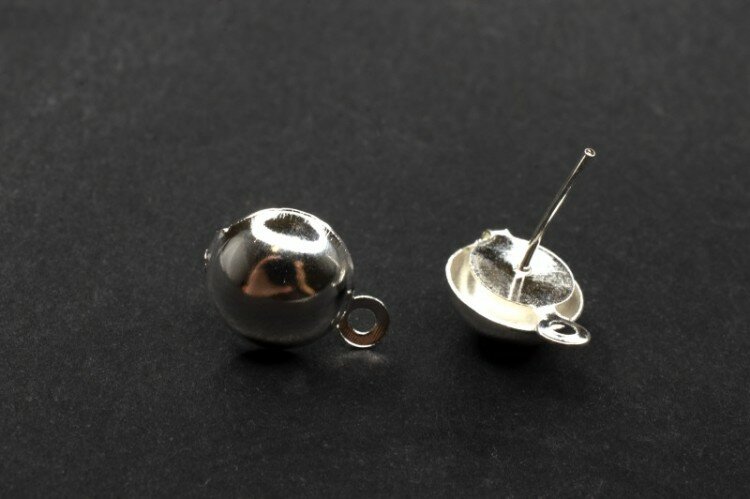 Гвоздики основы для серег с заглушкой 10х16х1мм, отверстие 1,5мм, цвет серебро, железо, 21-139, 1 пара