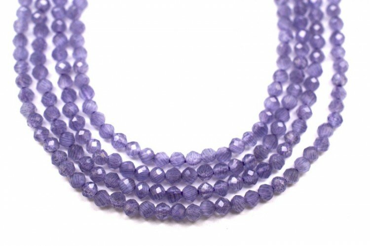 Бусина стеклянная граненая круглая 2мм, цвет аметист, полупрозрачная, 552-005, 10шт