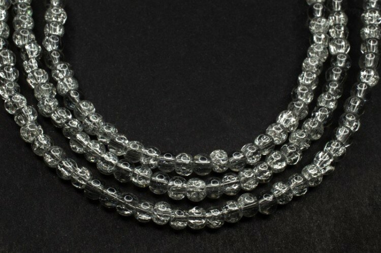 Бусина круглая с эффектом кракле, диаметр 4мм, отверстие 1мм, цвет серый, 550-119, 20шт