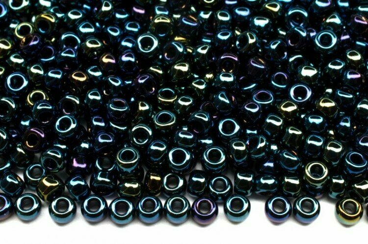 Бисер японский MIYUKI круглый 8/0 #0452 темный синий ирис, металлизированный, 10 грамм