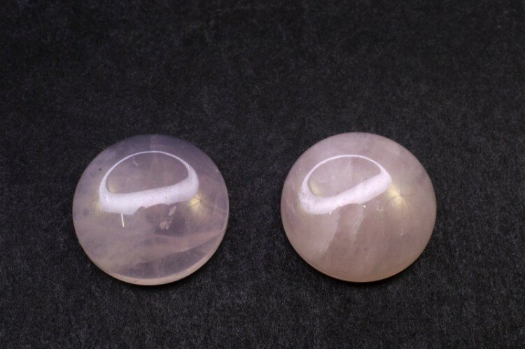 Кабошон круглый 14мм, Кварц розовый, оттенок розовый 2022-007, 1шт