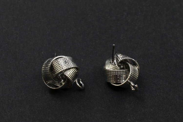 Гвоздики основы для серег Узел 13х18х0,8мм, отверстие 2мм, цвет платина, железо, 21-186, 1 пара