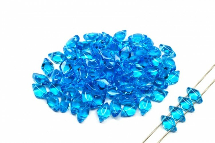 Бусины GemDuo 8х5мм, отверстие 0,8мм, цвет 60020 аквамарин прозрачный, 709-036, 10г (около 64шт)