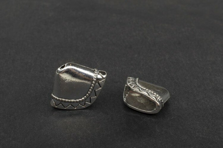 Концевик 17х23х8мм, отверстие 2мм, внутренний размер 6х21мм, цвет античное серебро, сплав металлов, 01-056, 2шт