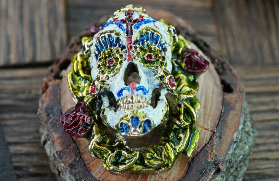 Бусина для ножа Сахарный череп (латунь)