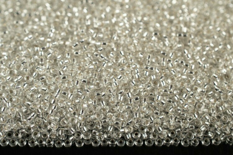 Бисер японский MIYUKI круглый 15/0 #0001 хрусталь, серебряная линия внутри, 10 грамм