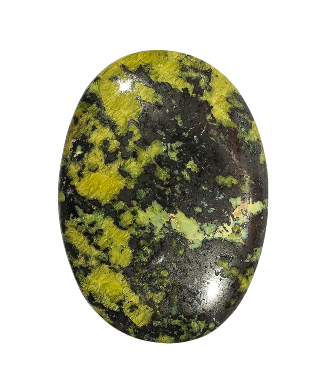 Кабошон из лизардита, размер 46х33х6 мм, вес 19 грамм, месторождение: Хакасия