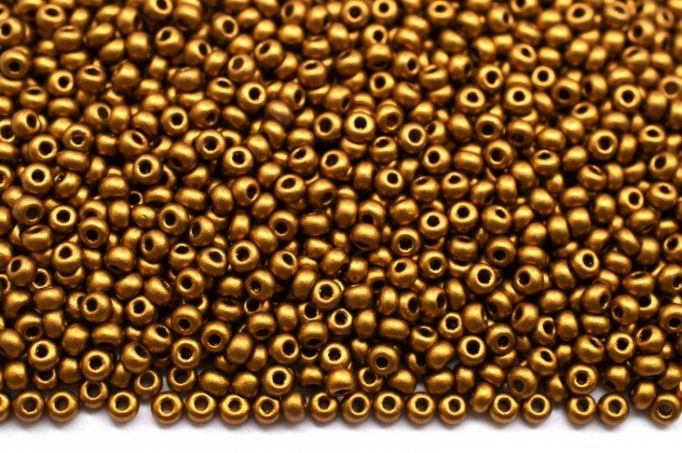 Бисер чешский PRECIOSA круглый 10/0 01740 золотой металлик, 1 сорт, 50г