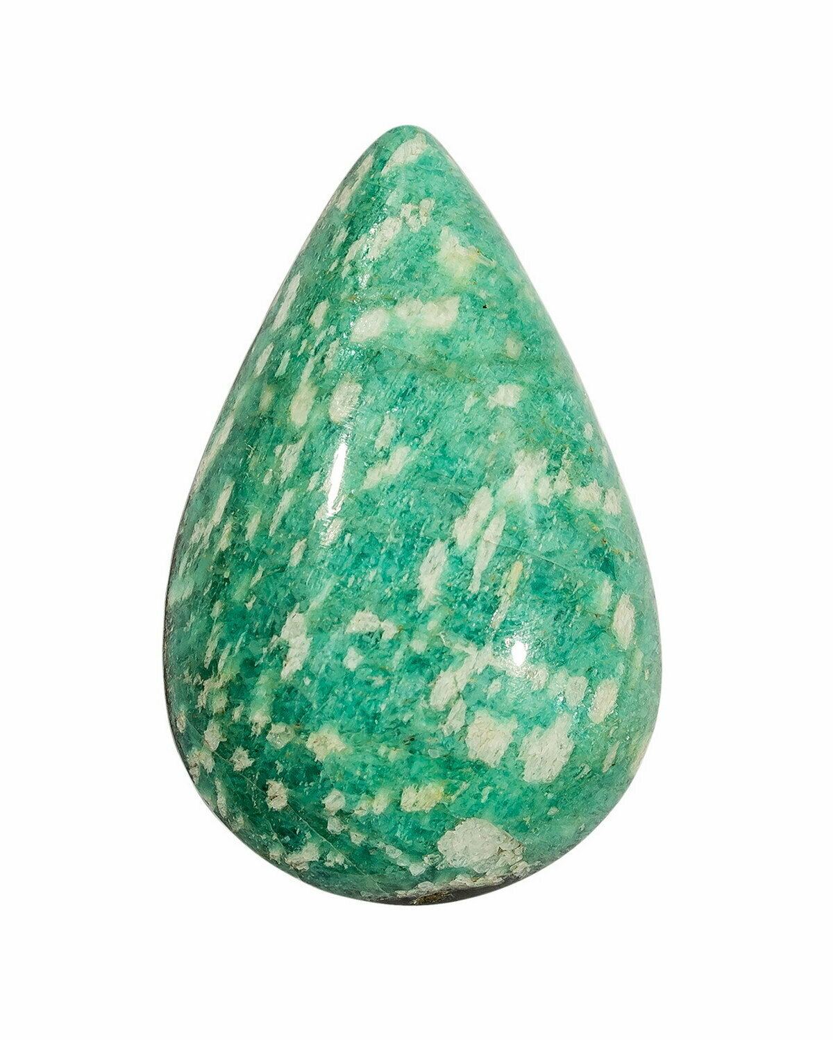 Кабошон из амазонита , размер 36х23х8 мм, на подложке из долерита, вес 8 грамм