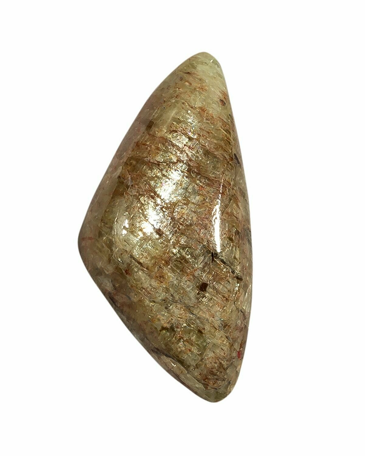 Кабошон из кианита размером 35х17х7 мм. На стеклянной подложке.