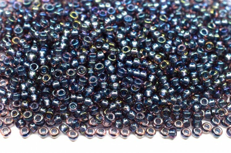 Бисер японский MIYUKI круглый 11/0 #3747 аметист/серый ирис, окрашенный изнутри, 10 грамм