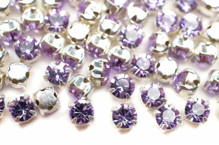 Шатоны Preciosa Maxima 4мм в оправе, цвет violet DF/silver, 63-040, 10шт