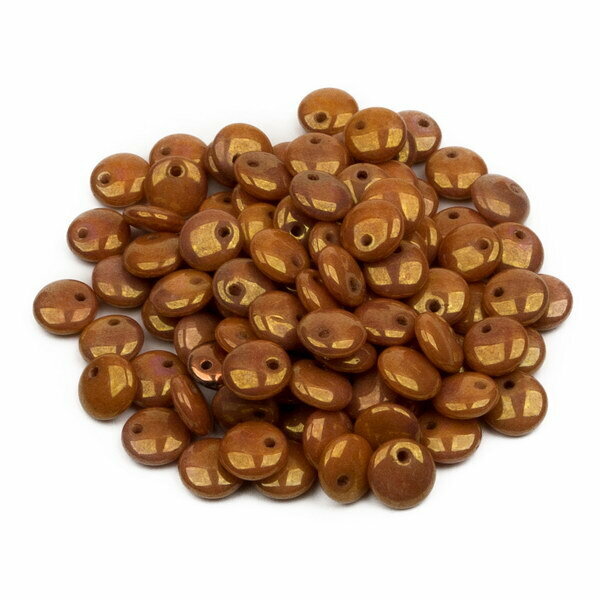 Стеклянные чешские бусины, Lentils, 6 мм, цвет Alabaster Gold Luster, 100 шт.