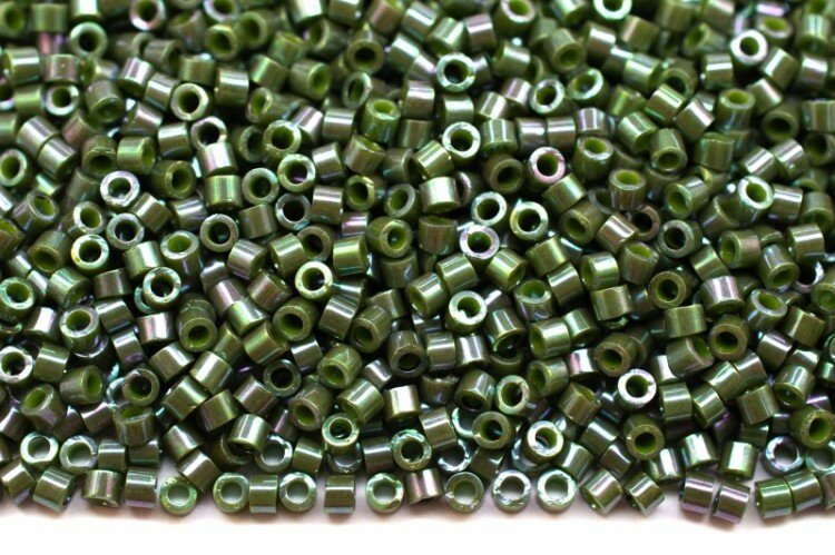 Бисер японский TOHO Treasure цилиндрический 11/0 #1628 оливковый ирис, золотое сияние, непрозрачный, 5 грамм