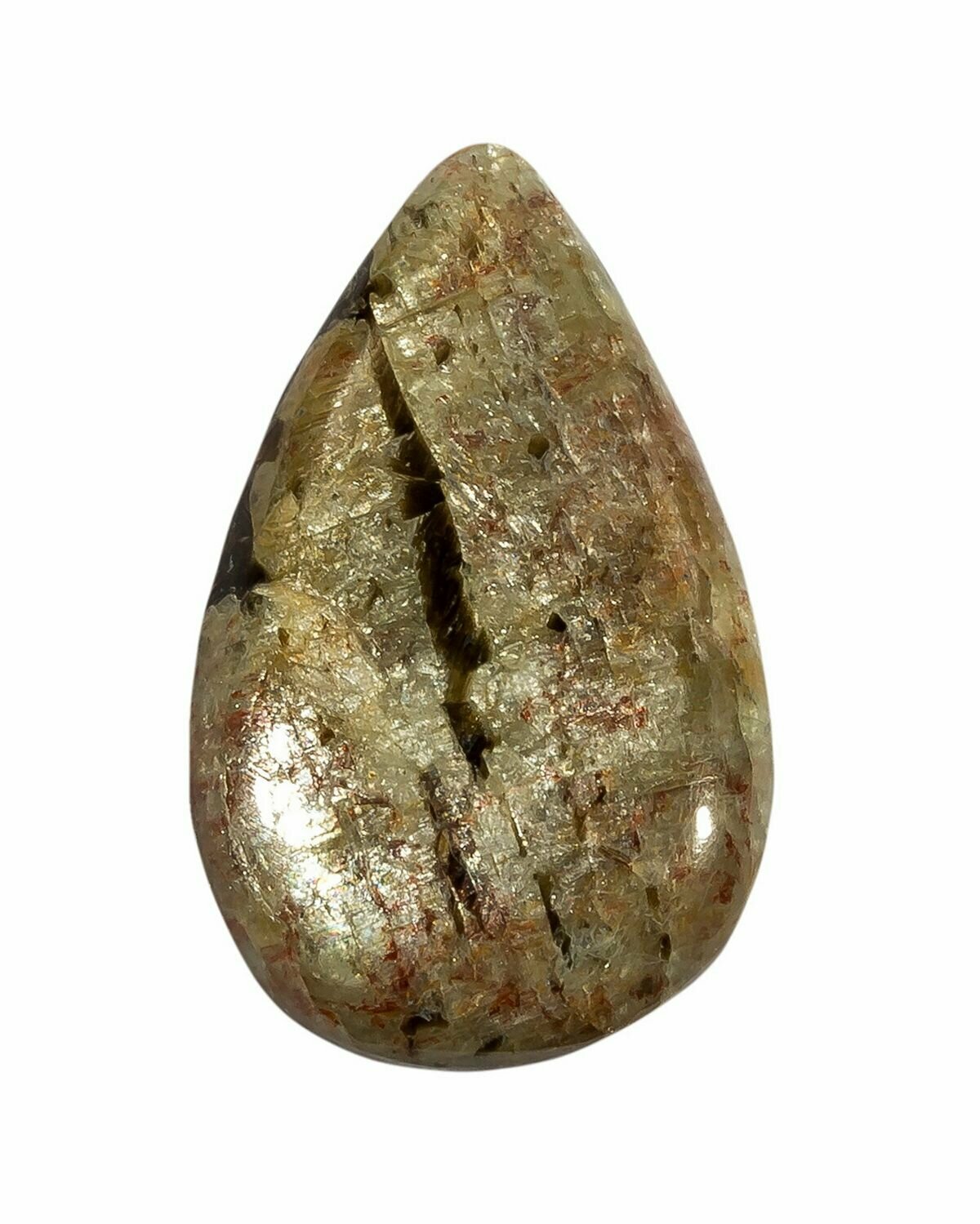 Кабошон из кианита размером 40х24х6 мм. На стеклянной подложке.