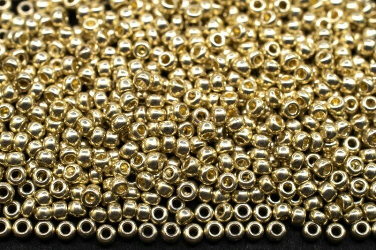 Бисер чешский PRECIOSA круглый 10/0 18303 золотой металлик, 20 грамм