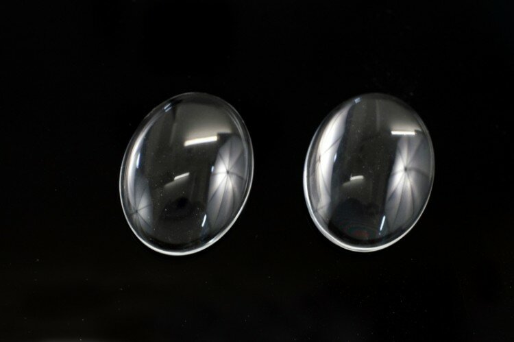 Кабошон стеклянный овальный 20х15мм, цвет прозрачный, 2000-023, 2шт