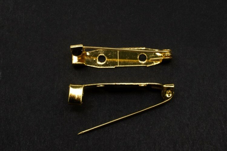 Основа для броши 30х5х6мм, отверстие 2мм, цвет золото, железо, 18-030, 2шт