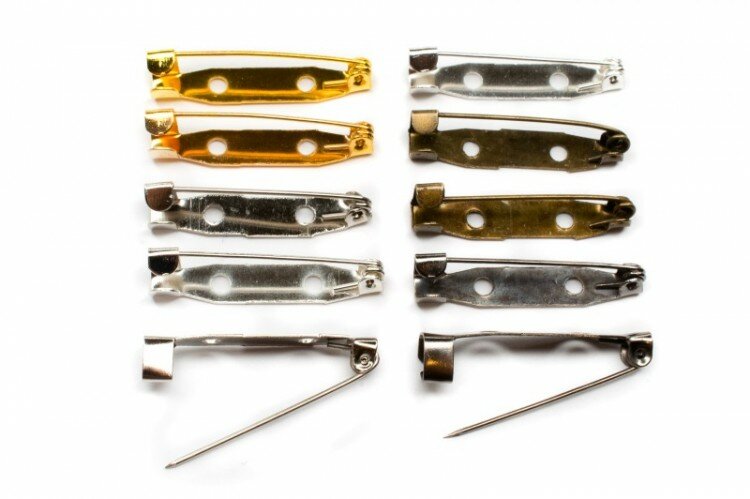 Основа для броши 30х5х6мм, отверстие 2мм, ассорти цветов, железо, 18-013, 10шт