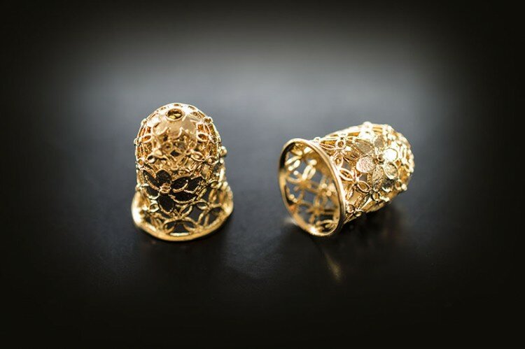 Концевик 15х12мм, внутренний диаметр 10м, отверстие 1мм, цвет состаренное золото, латунь, 01-069, 2шт