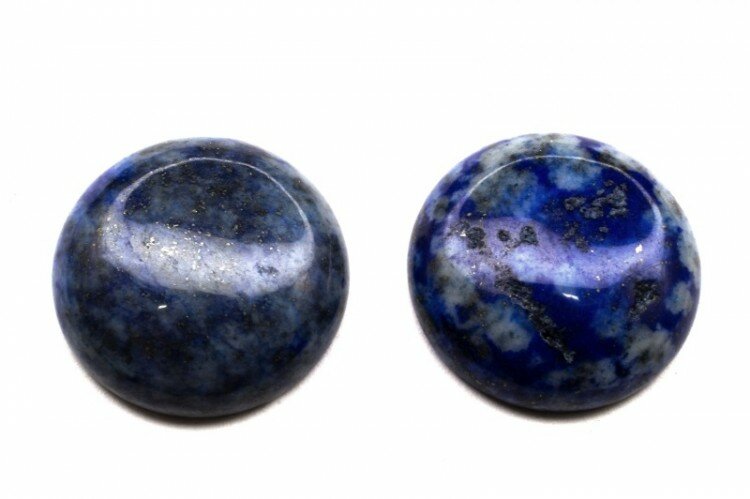 Кабошон круглый 20мм, Лазурит синий, оттенок синий, 2025-005, 1шт