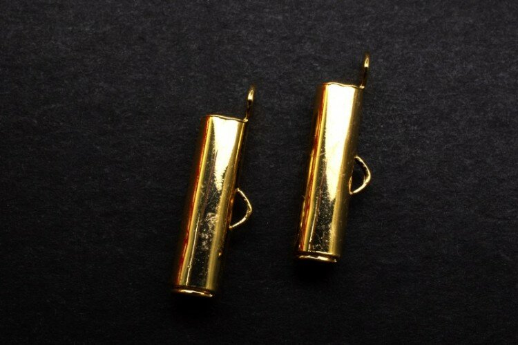 Концевик-трубочка с петелькой 15х6мм, внутренний диаметр 3мм, отверстие 1х2мм, цвет золото, 04-138, 2шт