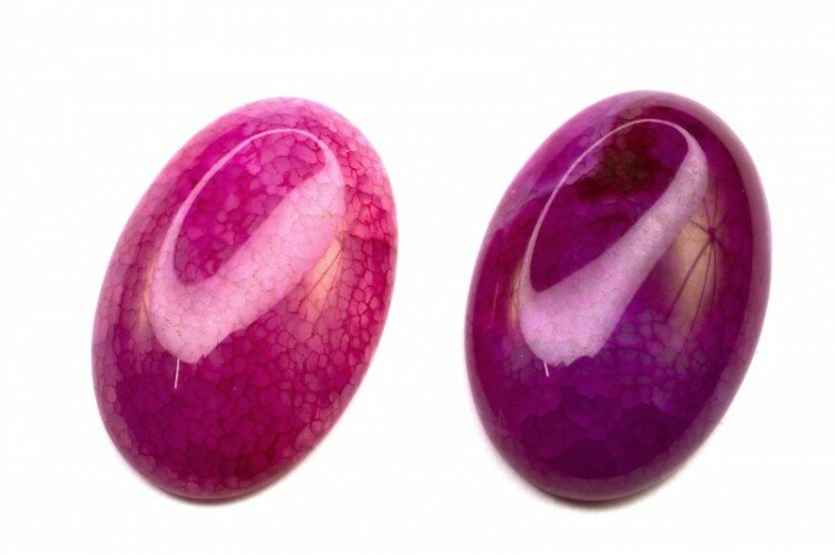 Кабошон овальный 30х20мм, Агат, цвет малиновый, 2011-001, 1шт