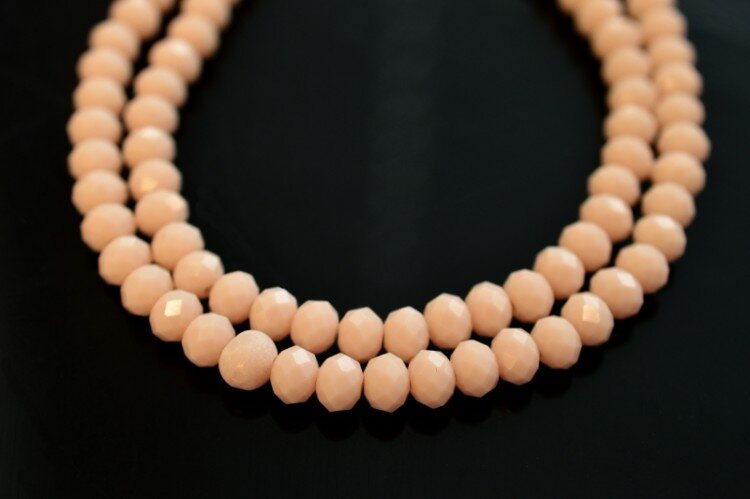 Бусина стеклянная Рондель 6х4мм, цвет бежевый, непрозрачная, 507-006, 20шт