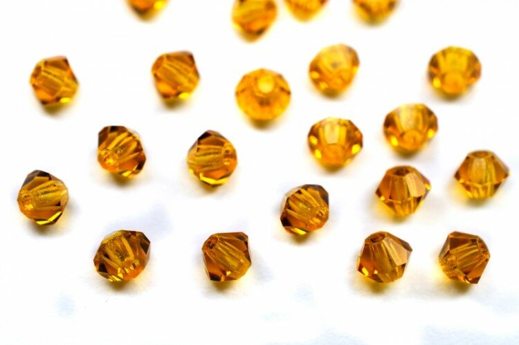 Бусины биконусы хрустальные 3мм, цвет TOPAZ, 745-019, 20шт