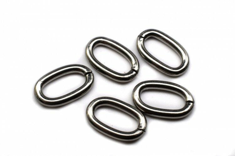 Кольца соединительные овальные 17х10х2,5мм, разъемные, цвет стальной, хирургическая сталь, 13-105, 5шт