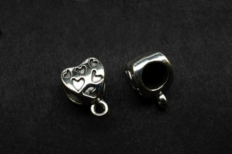 Держатель для кулонов 12х8х8мм, отверстие 5 и 2мм, цвет античное серебро, сплав металлов, 03-031, 2шт