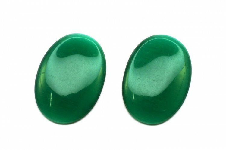 Кабошон овальный Кошачий глаз 25х18х3,5мм, цвет зеленый, 2032-028, 2шт