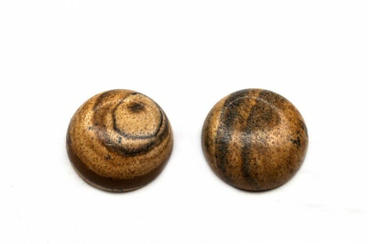 Кабошон круглый 16мм, Яшма пейзажная, оттенок песочный, 2023-007, 1шт