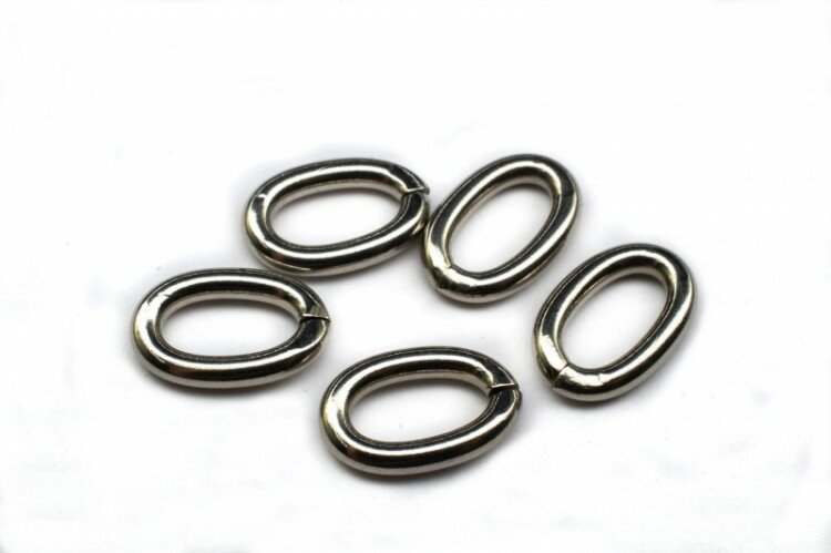 Кольца соединительные овальные 12х8х2мм, разъемные, цвет стальной, хирургическая сталь, 13-109, 5шт
