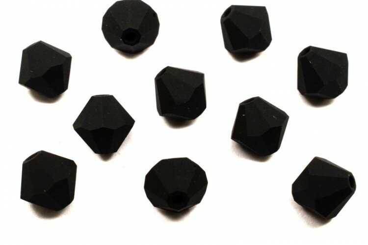Бусины биконусы хрустальные 6мм, цвет JET MATT, 747-013, 10шт