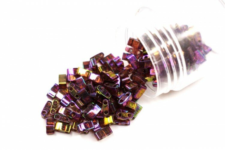 Бисер японский MIYUKI Half TILA #0301 розовый топаз, золотое сияние, 5 грамм