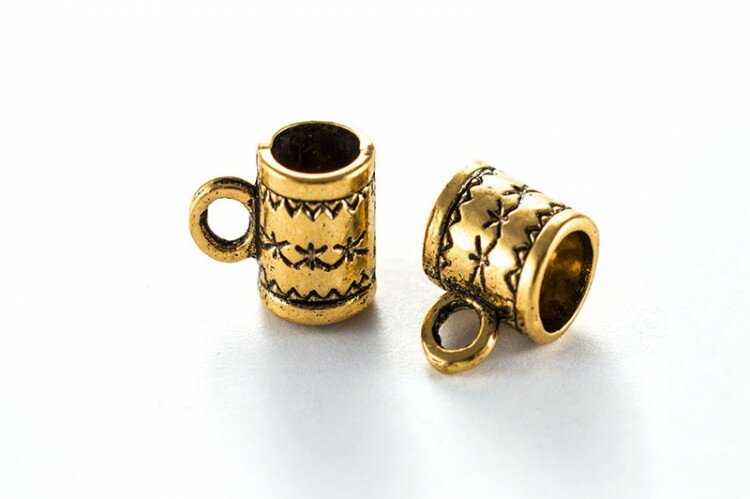 Держатель для кулонов 10х8х6мм, отверстие 5 и 2мм, цвет античное золото, сплав металлов, 03-016, 3шт