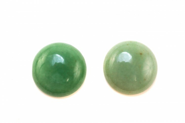 Кабошон круглый 20мм, Авантюрин, цвет светло-зеленый, 2025-001, 1шт