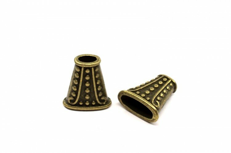 Концевик 18х16,5х7мм, внутренний размер 12х5, отверстие 5х4мм, цвет античная бронза, сплав металлов, 01-275, 2шт