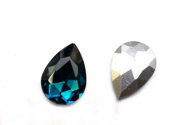 Кристалл Капля 14х10мм, цвет бирюзовый, стекло, 26-062, 2шт