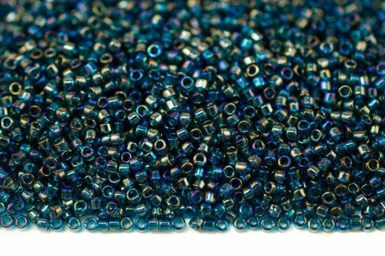 Бисер японский TOHO Treasure цилиндрический 11/0 #0167BD изумруд, радужный прозрачный, 5 грамм