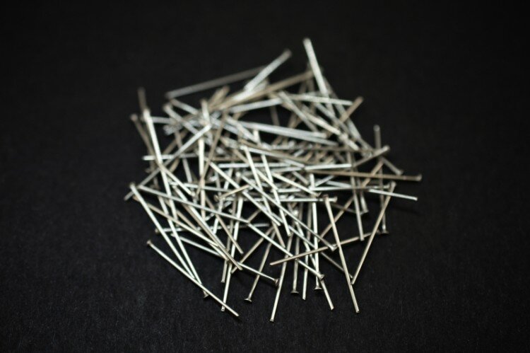 Штифты для бижутерии гвоздики 20х0,7мм, цвет стальной, хирургическая сталь, 30-105, 10г (около 215шт)