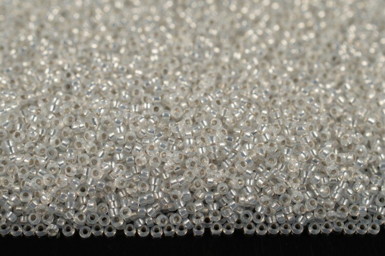 Бисер японский MIYUKI круглый 15/0 #0551 опал белый, серебряная линия внутри, 10 грамм